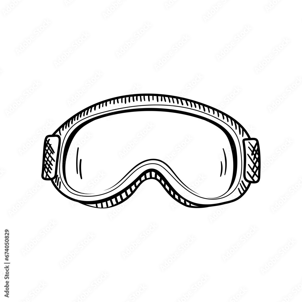 Ski goggle vector icon in doodle style. Symbol pigskin in simple design ...