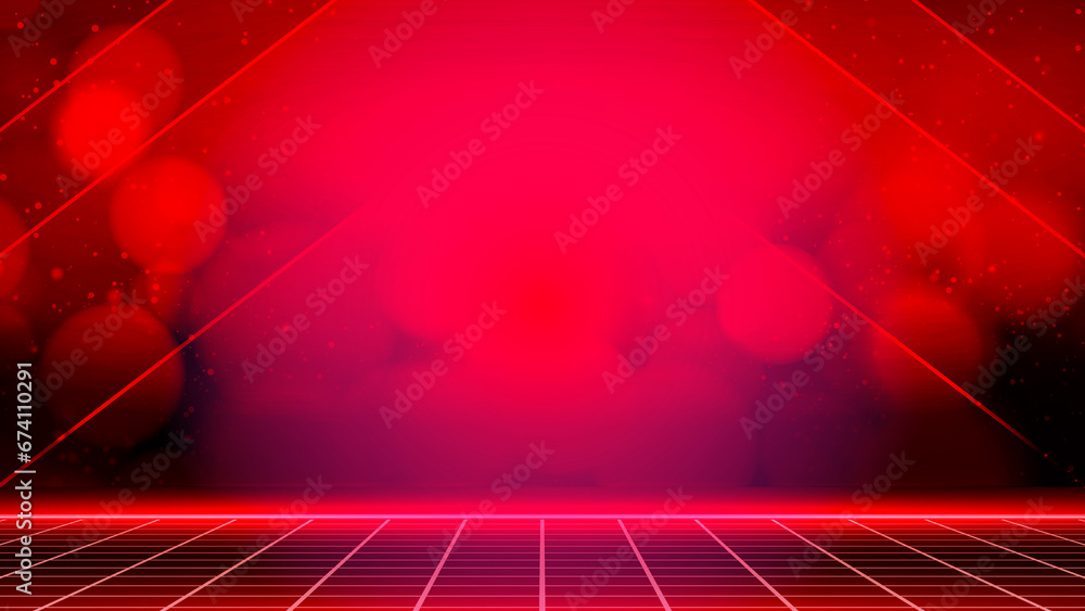 dark background with red lights, in retro wave style, red neon ...