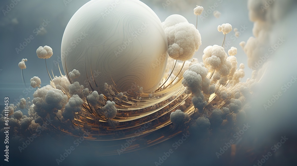 3D abstract art of surrealist form. Structured organic formation ...