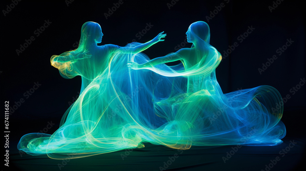 Abstract representation of friendship, two intertwining figures made of ...