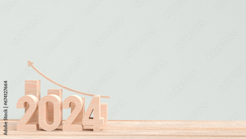 The 2024 and chart for Business concept 3d rendering Stock Illustration ...
