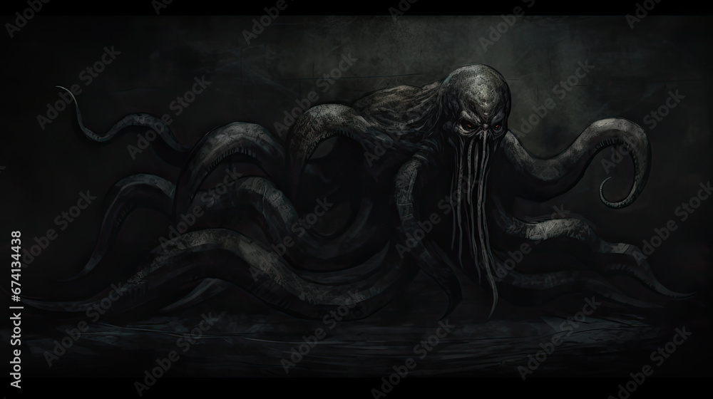 Obraz monster horror in the darkness occult grim dark fantasy tentacle ...
