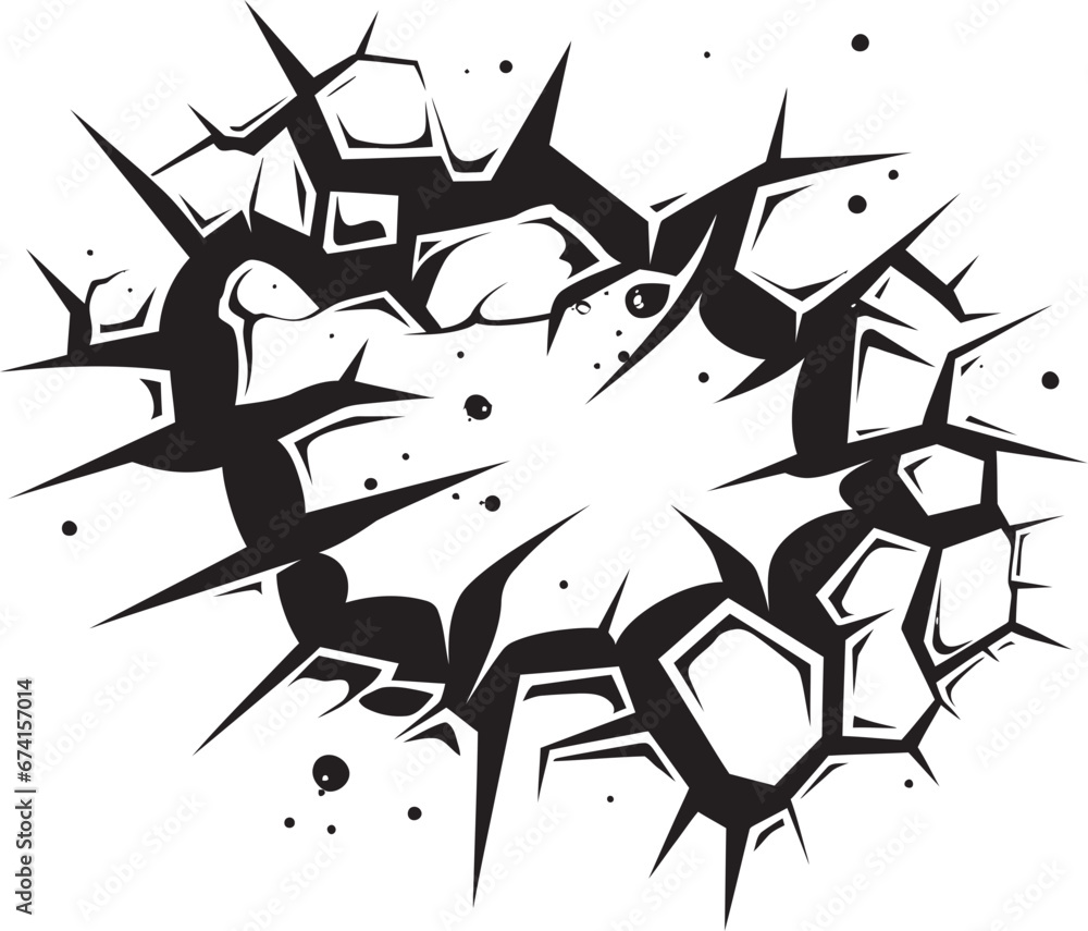 Black and Bold Comic Book Broken Wall Vector Icon Iconic Breakthrough ...