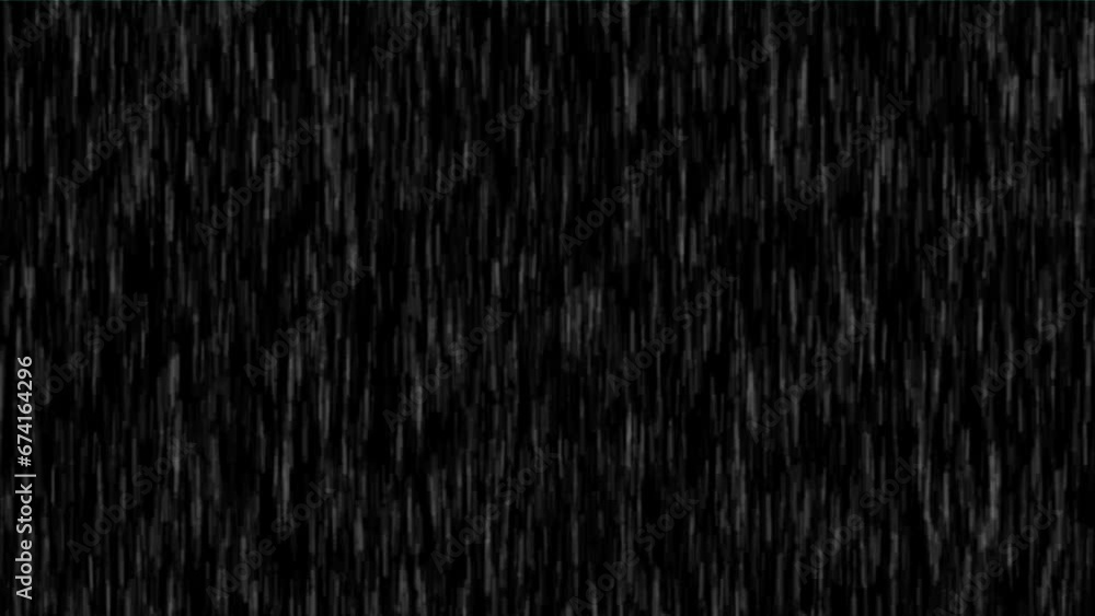 Heavy rain falling against black screen. Raindrops splashing. Rain closeup vfx insert. Heavy ...