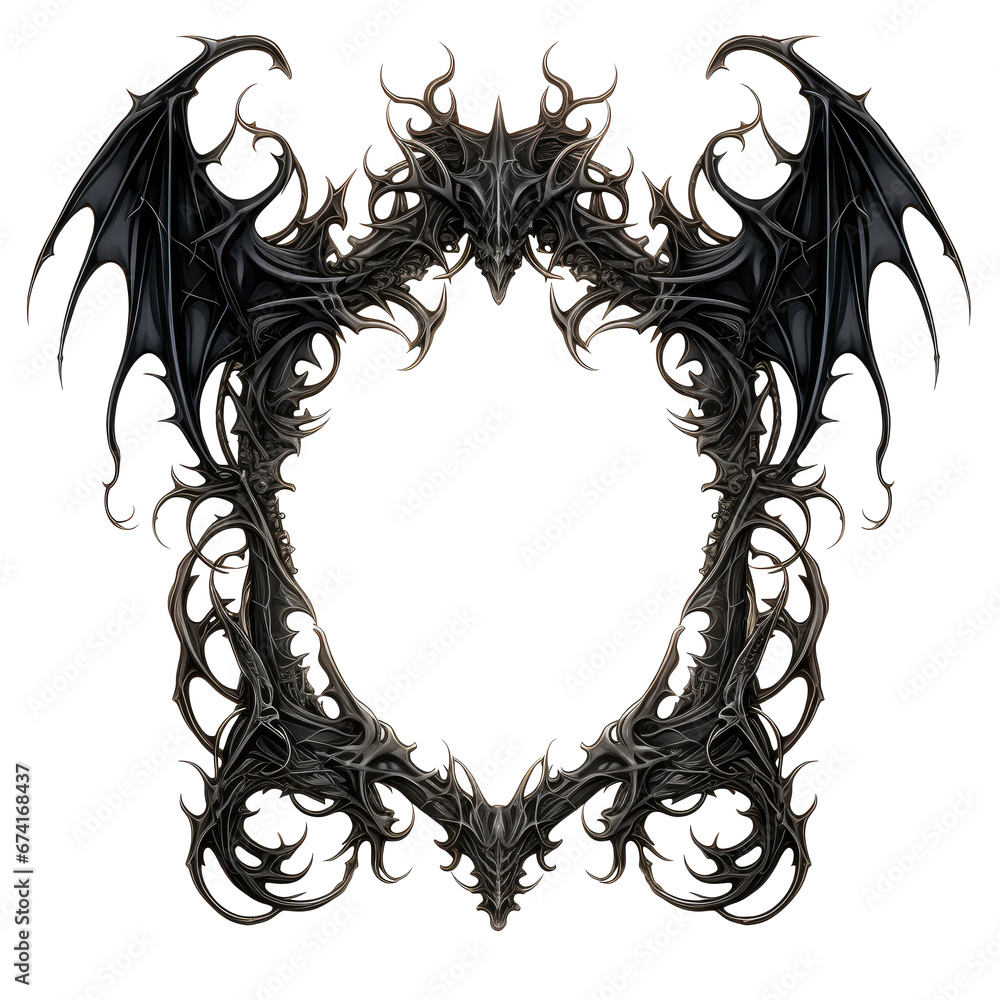 Gothic style dragons frame on transparent background. Stock ...