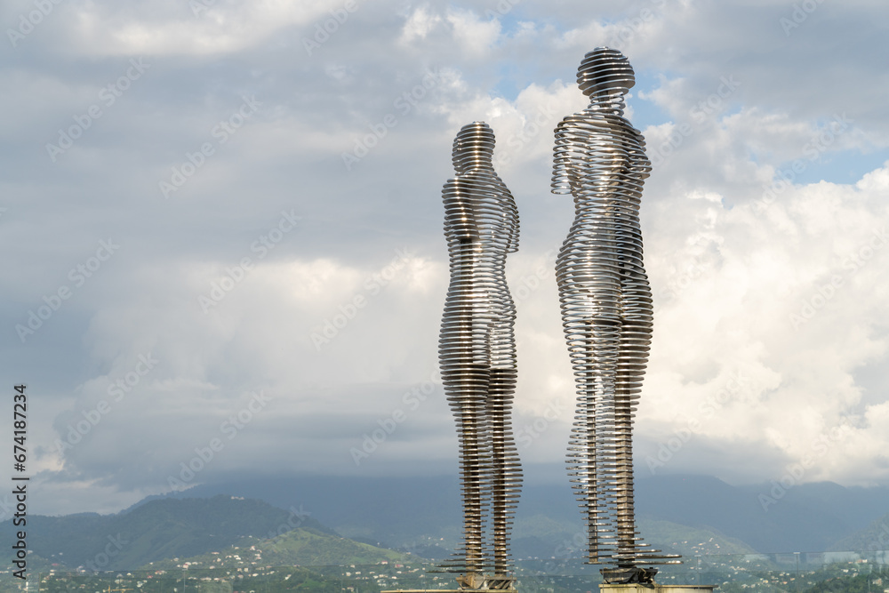 Batumi, Georgia - August 25, 2023: Ali and Nino Statue. Moving ...