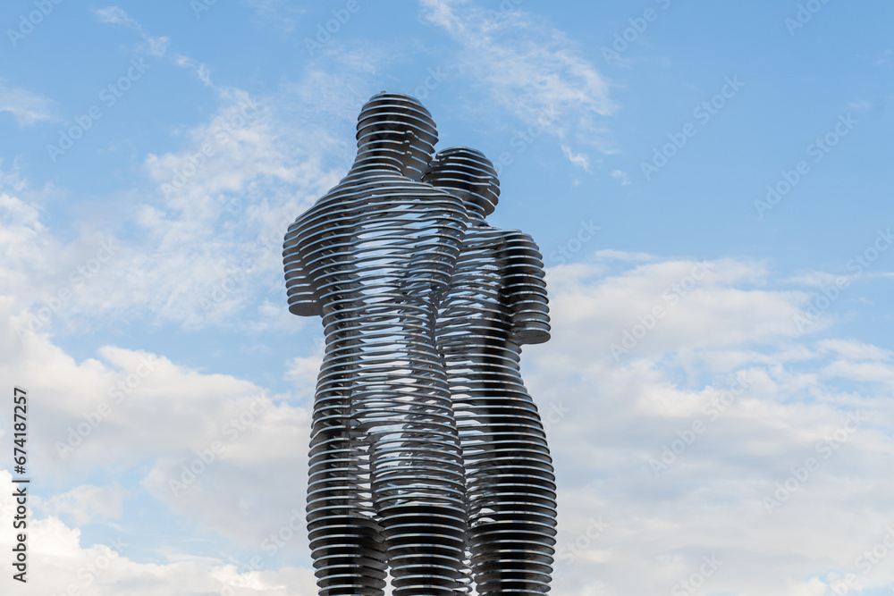 Batumi, Georgia - August 25, 2023: Ali and Nino Statue. Moving ...