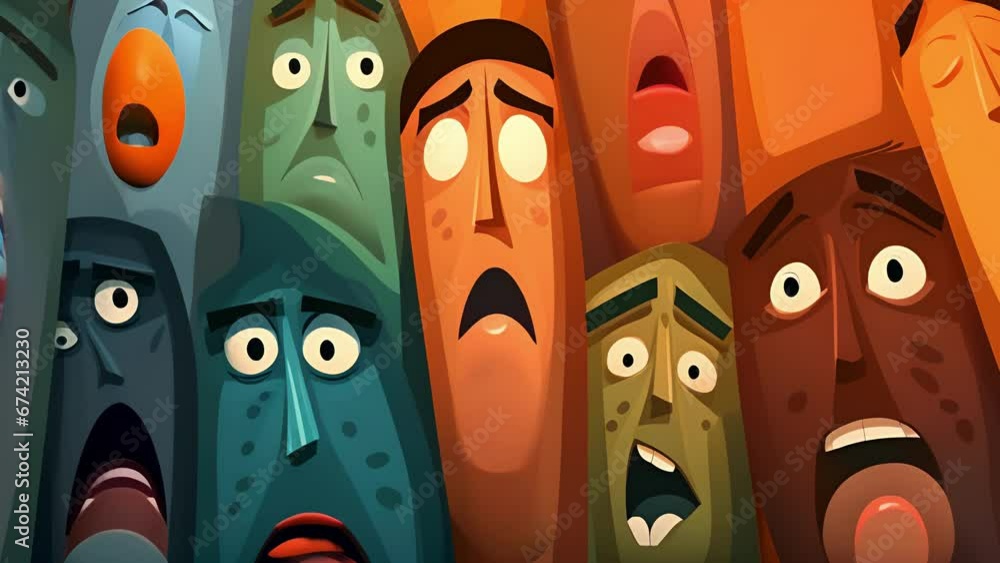 Closeup of the characters face as their expression changes rapidly ...