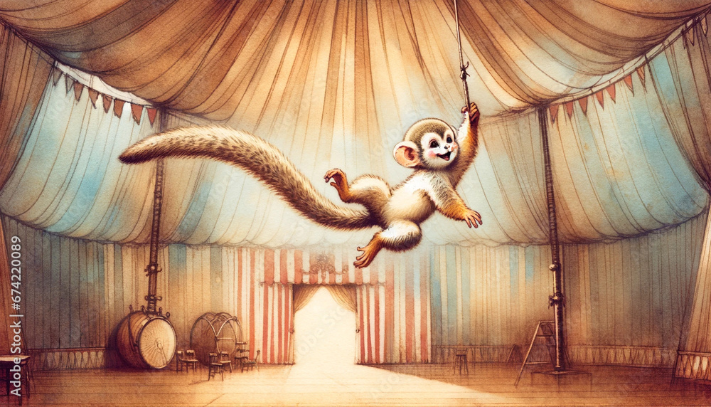 Illustration of a scene in a child's storybook about the circus - a ...