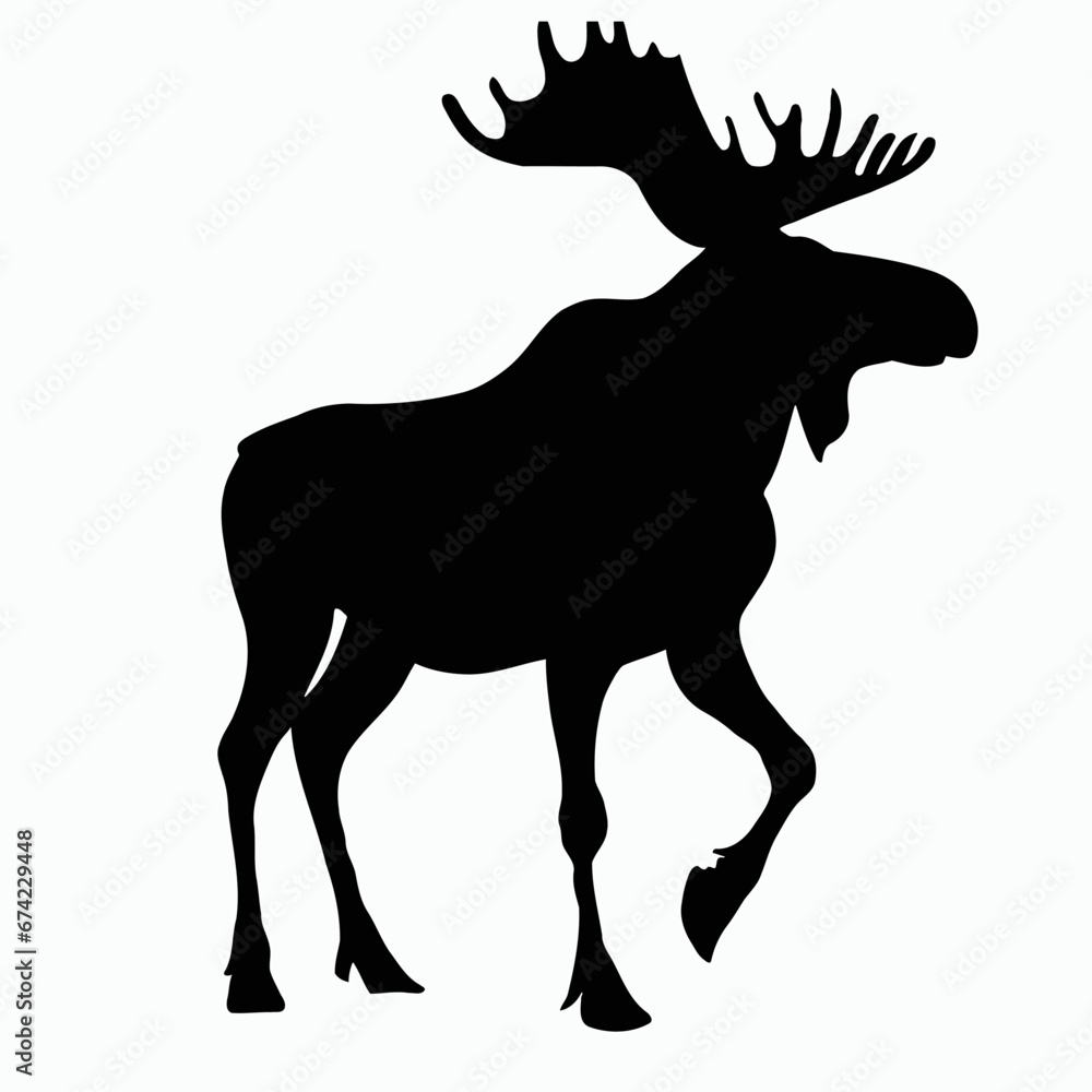 Vector Silhouette of Moose, Majestic Moose Graphic for Wildlife and ...