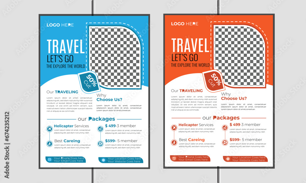 Travel poster design or flyer pamphlet brochure design layout space for ...