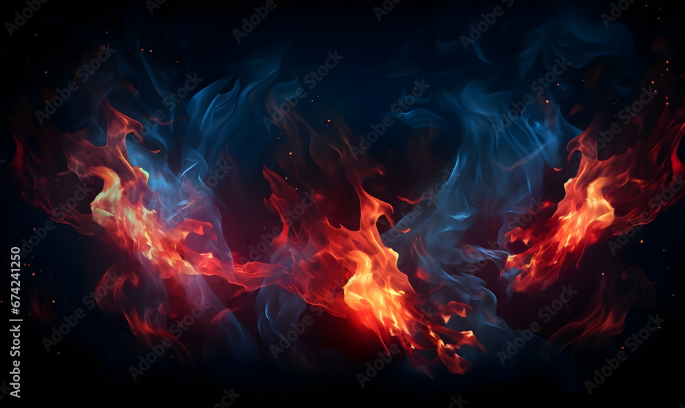Ai generated texture of fire on a black background, fire flame, burning ...