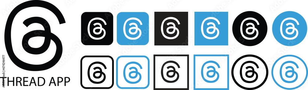 Threads app logo Editorial vectors icons Set. Instagram Threads app is ...