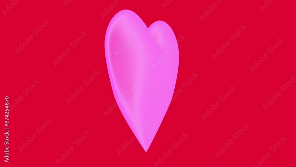 Pink heart spinning slowly, Red background, 4K 3DCG, Love for ...