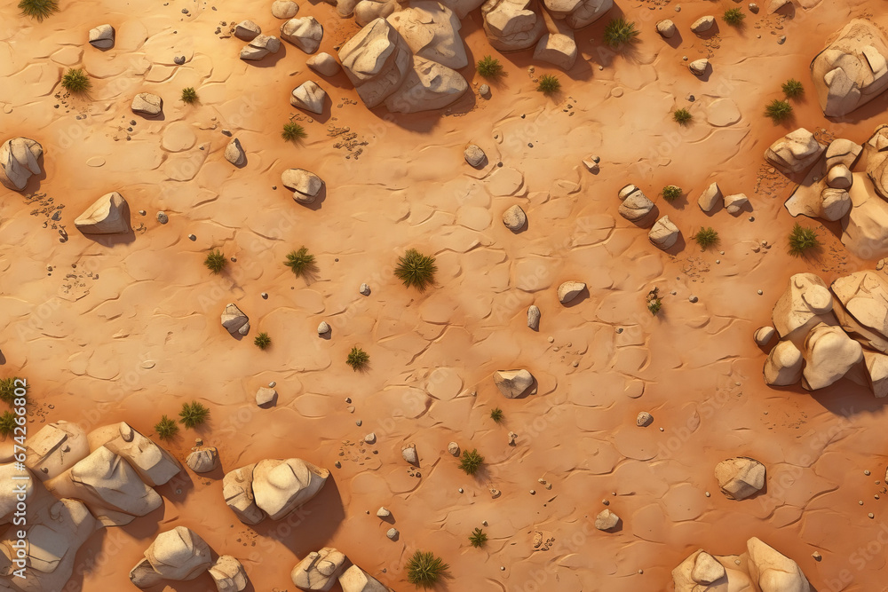 top down illustrated asset of a scrubland environment, material texture Stock Illustration ...