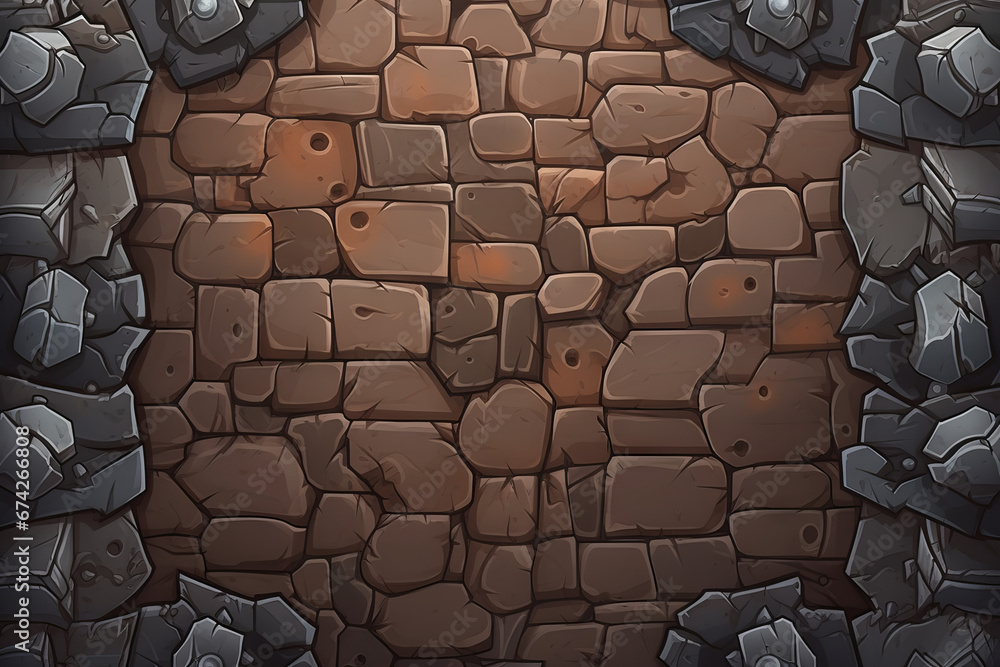top down illustrated asset of a stone dungeon environment, material texture Stock Illustration ...