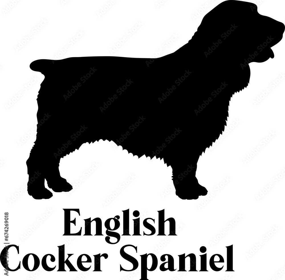 English Cocker Spaniel. Dog silhouette dog breeds logo dog monogram ...