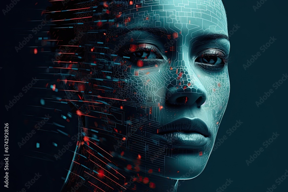 Artificial Intelligence, futuristic illustration of AI represented by a ...