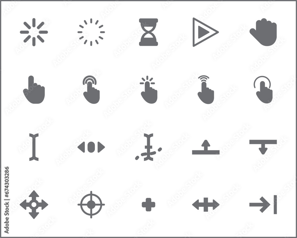 Set of cursors and selection line style. It contains such as pointer ...
