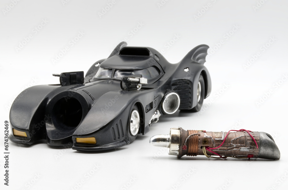 Bologna - Italy - October 31, 2023: Batmobile model replica from 1989 ...