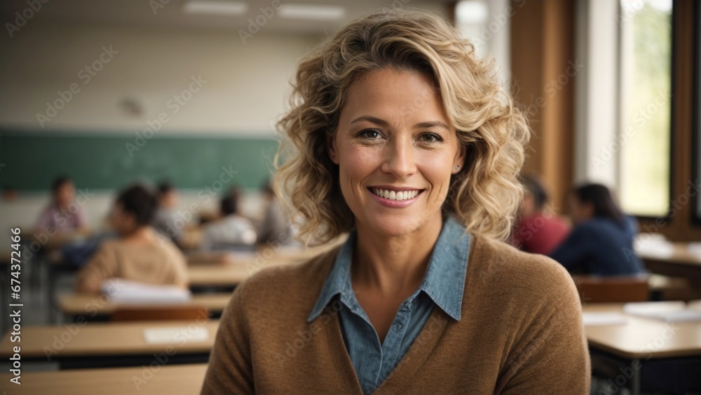 Close up high resolution image of a professional teacher in a modern ...