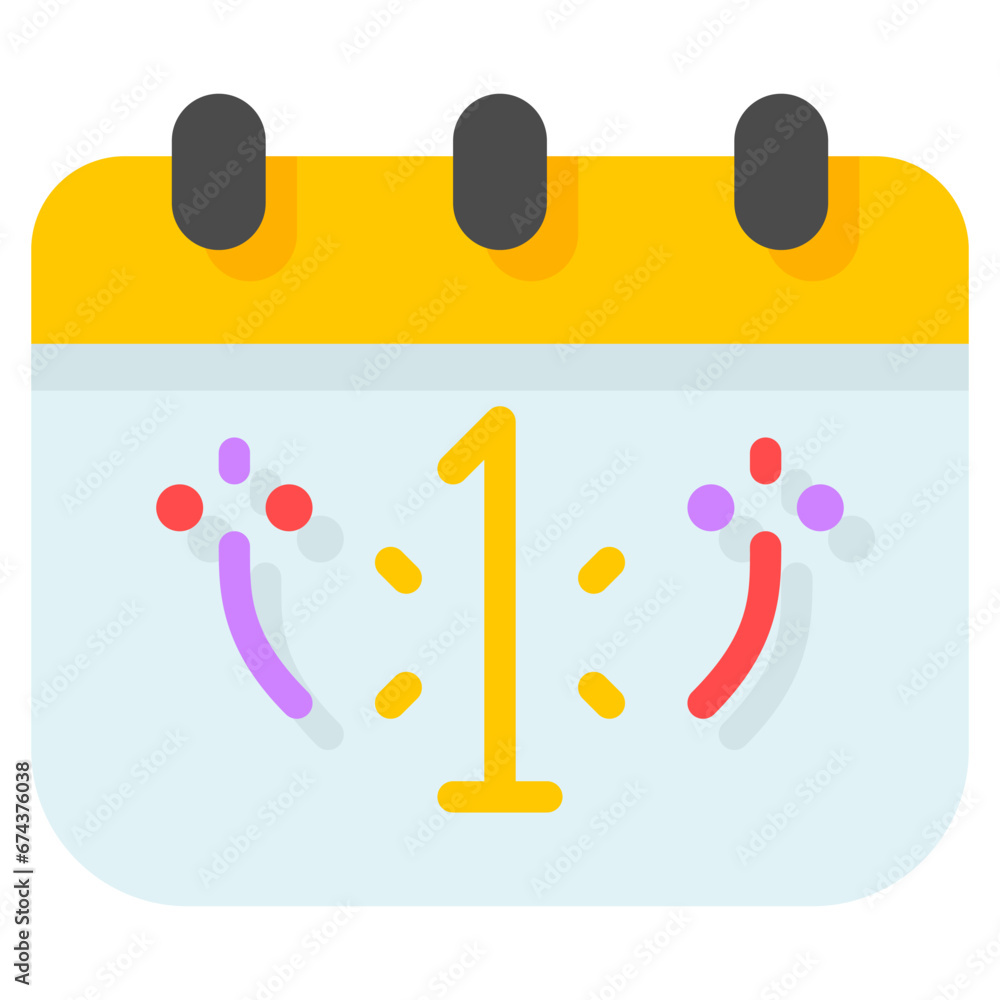 new year calendar icon with flat style and pixel perfect base. Suitable ...