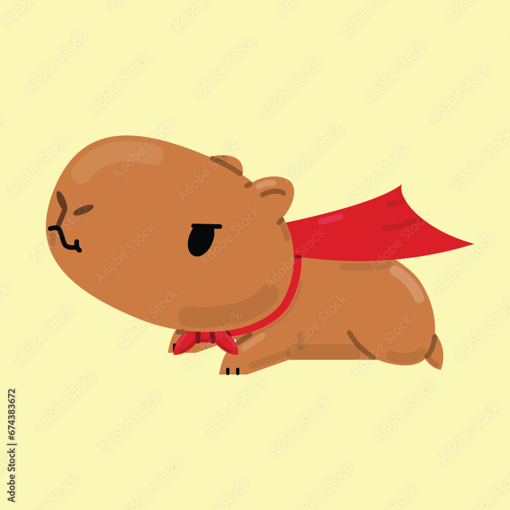 Cute Cartoon Hero Capybara Flying. Vector Illustration. Stock Vector ...