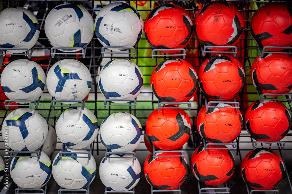 Izmir, Turkey- 24 October 2023: football balls Kipsta at sport store ...