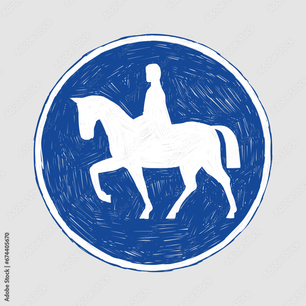 Road sign in Sweden, Track for rider on horseback and pedestrians ...