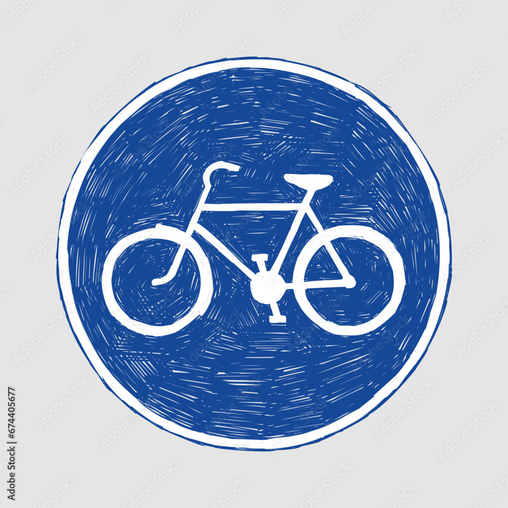Road sign in Sweden, Track for cycles and mopeds, Freehand sketch of ...
