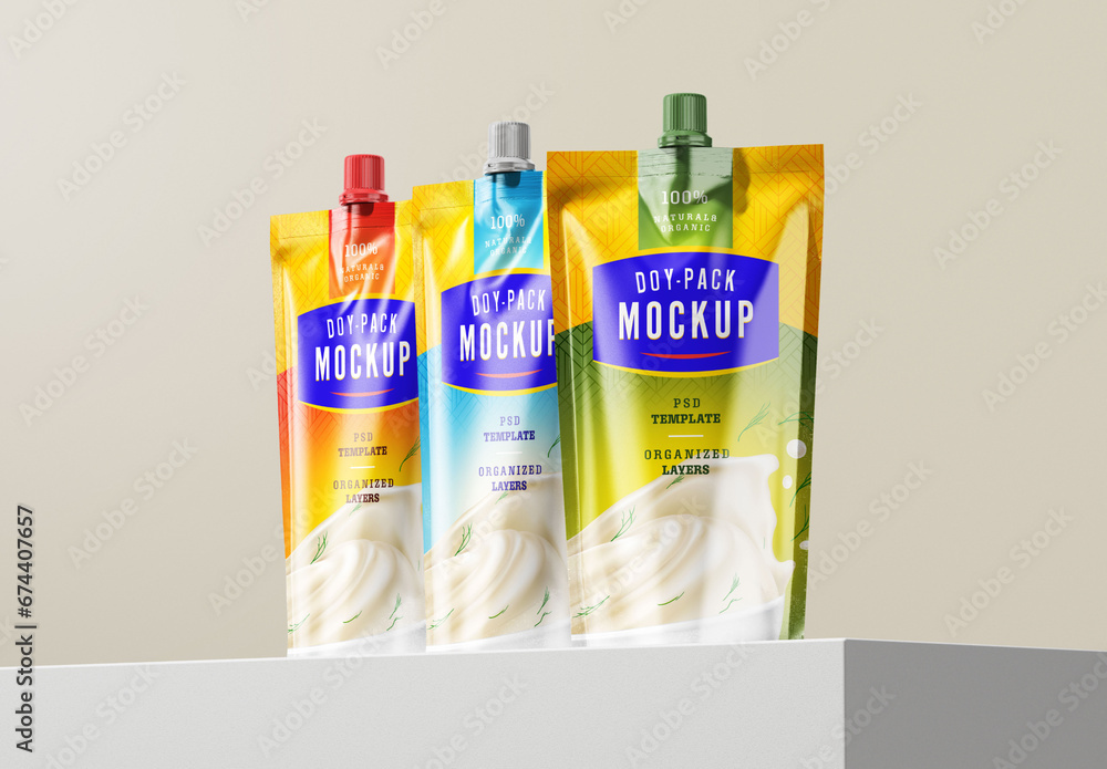 Doypack Standing Pouch Packaging Mockup Stock Template | Adobe Stock