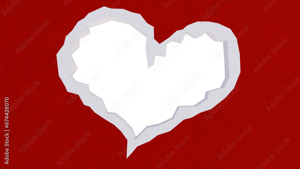 Red heart on a white wall, Red torn paper png, Red turn paper ...