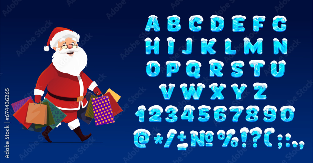 Ice crystal snow font, Christmas snowy typeface or cold iceberg type of ...