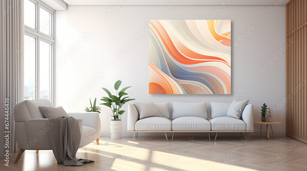 Modern style living room background design renderings, 3D rendering ...