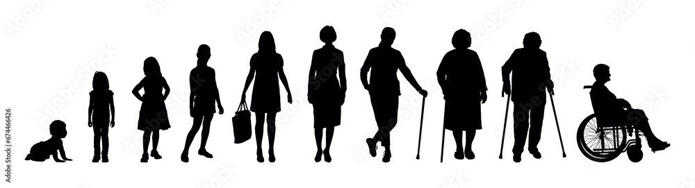 Poster Woman life cycle and aging process stages from baby to elderly ...