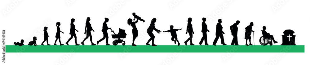 Life cycles of woman from birth to death vector graphic infographic ...