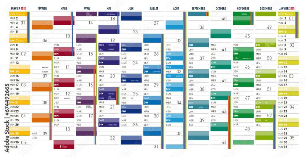 Calendrier 2024 personnalisable Stock Vector | Adobe Stock