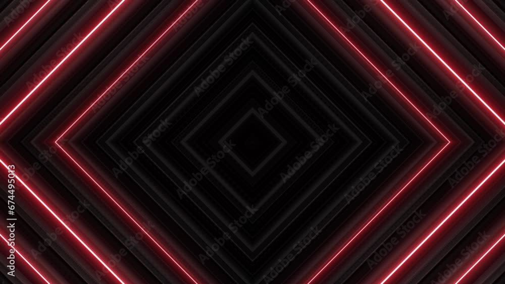 This stock motion graphic video of 4K Red Neon Background with gentle overlapping curves on ...