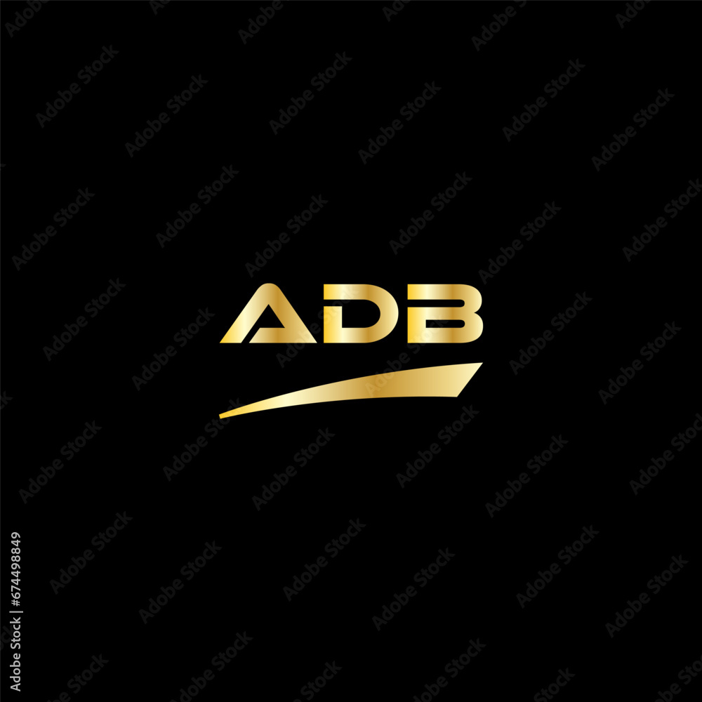 ADB initial letter logo on black background with gold color. modern ...