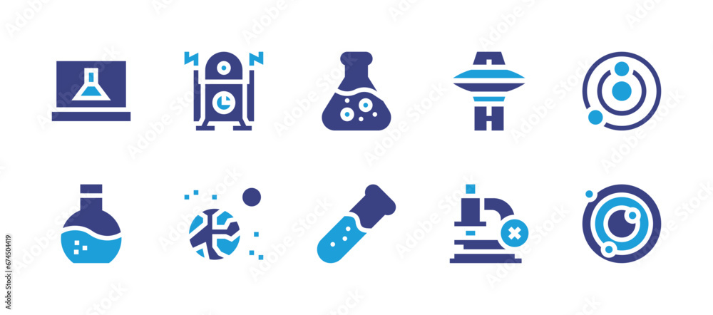 Science icon set. Duotone color. Vector illustration. Containing tube ...