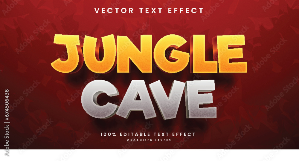 Jungle cave 3d text effect template Stock Vector | Adobe Stock