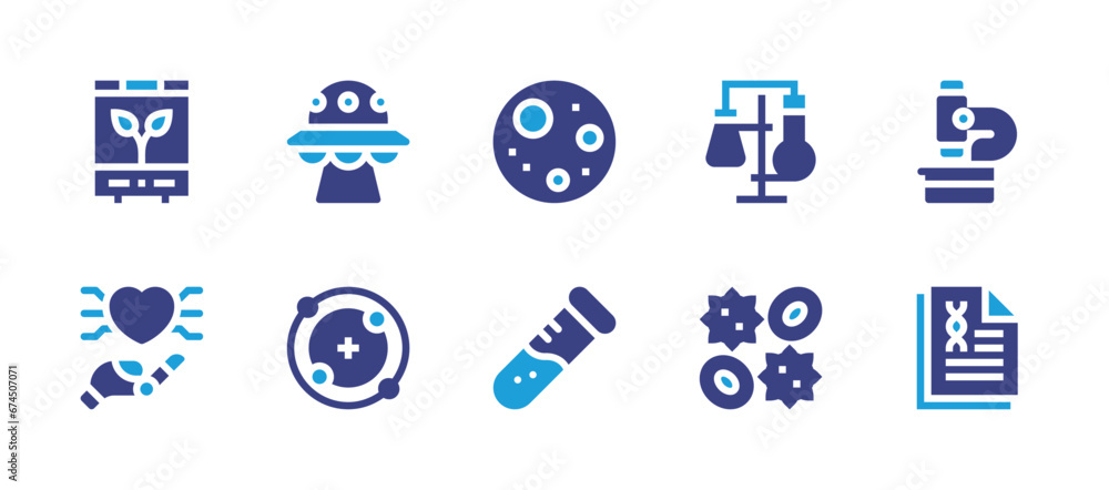 Science icon set. Duotone color. Vector illustration. Containing ufo ...