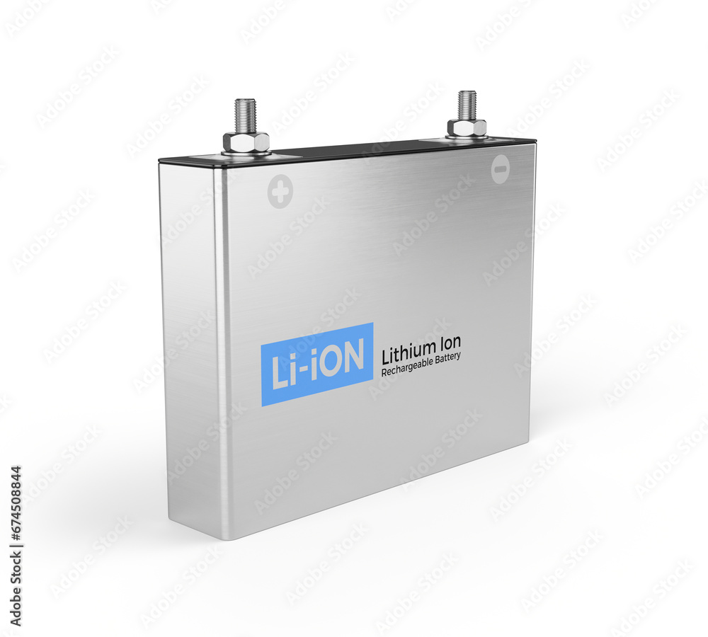 lithium ion battery isolated on white. 3d render Stock Illustration ...