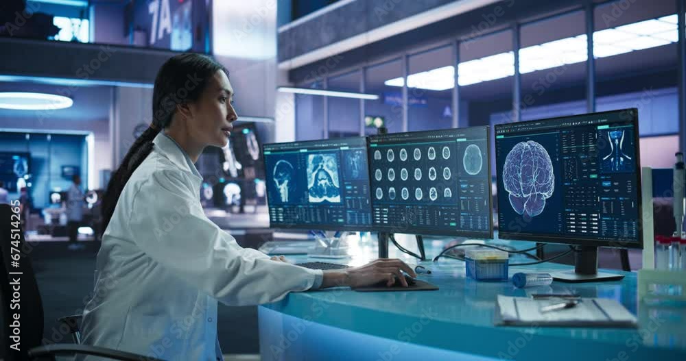 Hospital Research Laboratory: Asian Female Medical Scientist Using ...