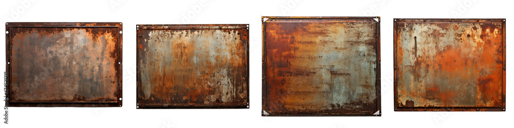 Old blank rusty metal sign Hyperrealistic Highly Detailed Isolated On ...