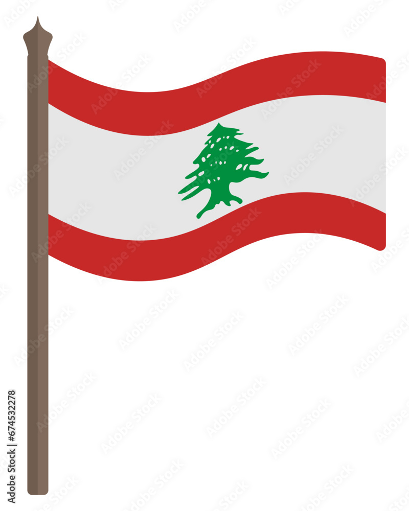 Flag of Lebanon. Color vector illustration. The fabric is decorated ...
