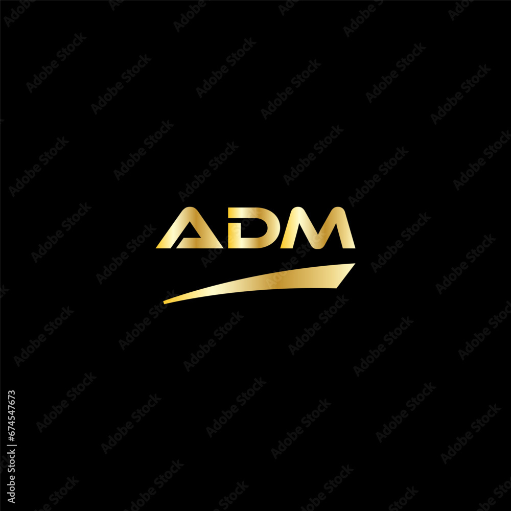 Vecteur Stock ADM initial letter logo on black background with gold ...
