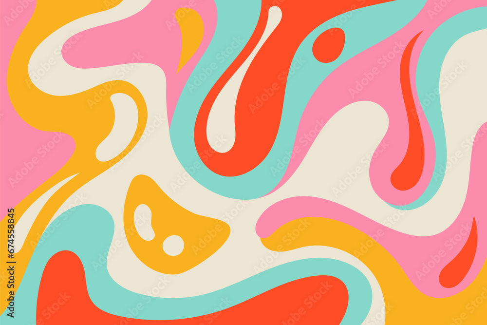 Psychedelic swirl acid wave rainbow line backgrounds in 1970s 1960s ...