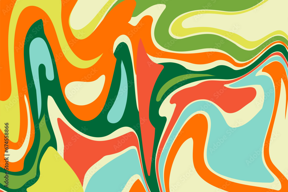 Psychedelic swirl acid wave rainbow line backgrounds in 1970s 1960s ...