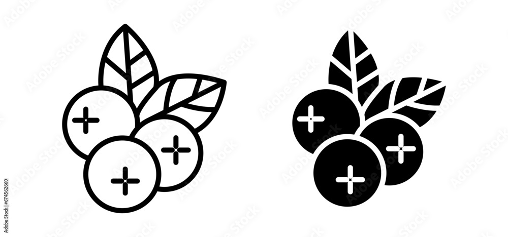 Blueberry line icon set. Cranberry symbol. Huckleberry for UI designs ...